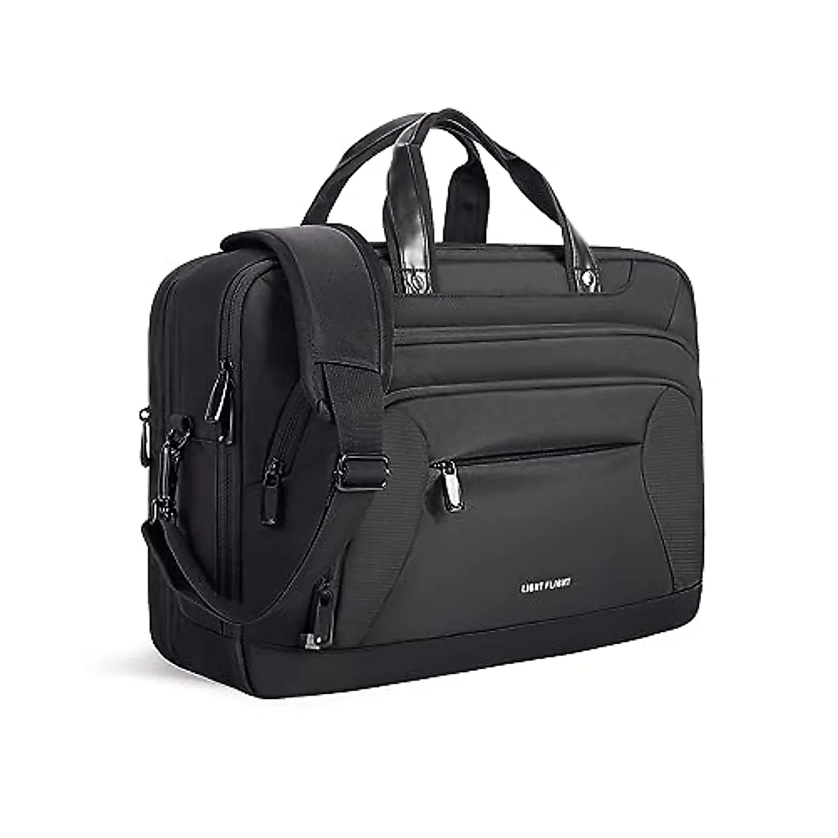 LIGHT FLIGHT Laptop Bag 17.3 Inch, Laptop Briefcase for Men Women, Expandable Large Computer Bag for Work, Office, Business Travel (Black)