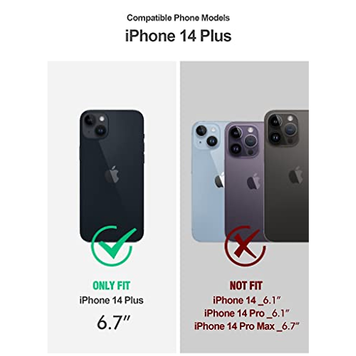 Poetic Revolution Case for iPhone 14 Plus 6.7 inch, [20FT Mil-Grade Drop Tested], Full-Body Rugged Shockproof Protective Cover with Kickstand and Built-in-Screen Protector, Black