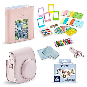 FujiFilm Accesories Pack, Includes Photo Album, Camera Case, Camera Strap, 60 Exposures Film Value Pack & Cleaning Cloth - Blush Pink (Camera Not Included)