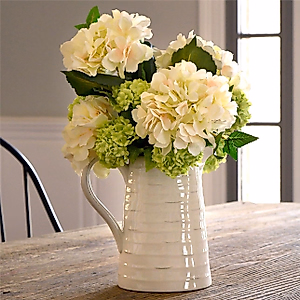 GREENTIME 13” Artificial Hydrangea Flowers Fake Hydrangea Bouquet with 7 Head 3.15” Tiny Hydrangea for Wedding Bouquet Party Home Decor DIY Baby Shower Centerpieces Tables Decoration(Green)