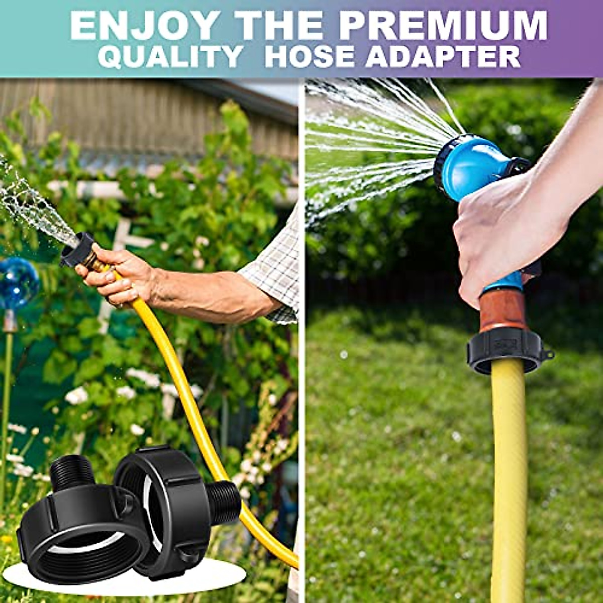 Zonon 2 Pieces 275 330 IBC Tote Tank Adapter Garden Hose Drain Plug Connector Coarse Garden Hose Connector Water Tank Hose Male Adapter for Garden Hose IBC Water Tank Connection, 2 Inch to 3/4