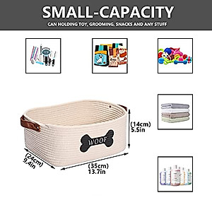 Morezi Cotton Rope Dog Toy Basket with Handle, Large Dog bin, Puppy Kitty Bed, Dog Toy Basket - Perfect for Carry pet Toys, Blankets, leashes, chew Toys, Diapers - Beige