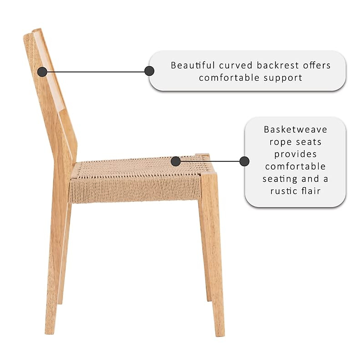 Linon Patty Set of Two Wood 18" Dining Chairs in Natural Brown