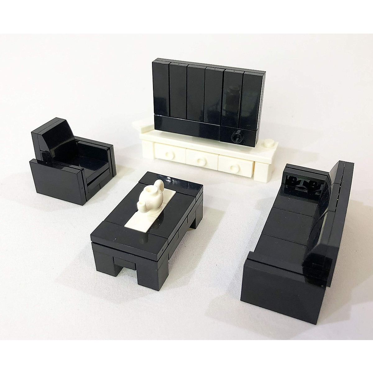 Brick Loot Toy Building Blocks Furniture Minifigure City Set Kit, For Adults & Kids Age 6+, 100% Compatible with Lego & Major Brands, Includes Bookcase, TV, Bed, Couch, Chair, Coffee Table, 236 Pieces