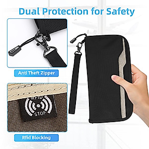 ZOPPEN Rfid Passport Holder Travel Wallet Family Documents Organizer Travel Accessories for 6 Passport, #01 Black