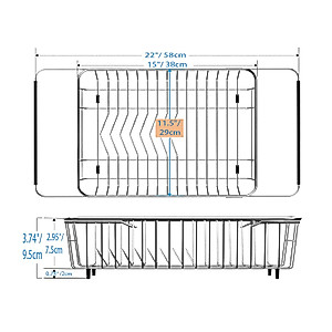 SANNO Kitchen Sink Grate Stainless Steel Sink Protector for Kitchen Sink Over The Sink Expandable Dish Drying Rack, Dish Drainer