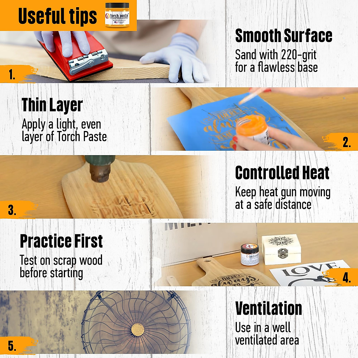 Torch Paste - The Original Wood Burning Paste Since 2020 | Lab Tested & ASTM D-4236 Certified | Non Toxic | Use on Wood, Card Stock, Canvas, Denim & More | Easy Application