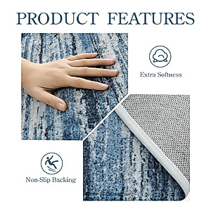 Lahome Modern Ombre Hallway Runner Rug - 2x6 Washable Runner Rugs with Rubber Backing Non-Slip Throw Stain Resistant Kitchen Runner, Blue Floor Indoor Carpet Runners for Entryway Bathroom Laundry Room