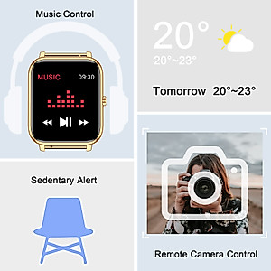 KALINCO Smart Watch, Fitness Tracker with Heart Rate Monitor, Blood Pressure, Blood Oxygen Tracking and 2-Pack Smart Watch Replacement Bands for P22