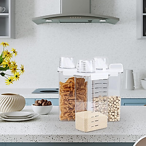 Gainhope 3 Packs Clear Rice Airtight Containers with Measuring Cup and Pourable Spout 2.3L, Kitchen Flour Cereal Dry Food Storage Bin, Plastic All Purpose Dispenser