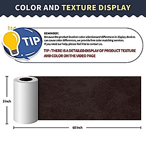 Leather Repair Patch，Leather Repair Tape, 3 x 60 inches Leather Repair Patch for Furniture,Vinyl Repair kit，Leather Couch Patch，for Sofas, Furniture, car Seats, Office Chairs(Dark Brown)
