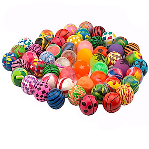 OBTANIM 50 Pieces Colorful Bouncy Balls Bulk Mixed Pattern High Bouncing Balls for Kids Party Favors, Prizes, Birthdays Gift (27 mm)