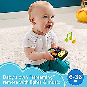 Fisher-Price Laugh & Learn Baby & Toddler Toy Stream & Learn Remote Pretend Tv Control with Music & Lights for Ages 6+ Months