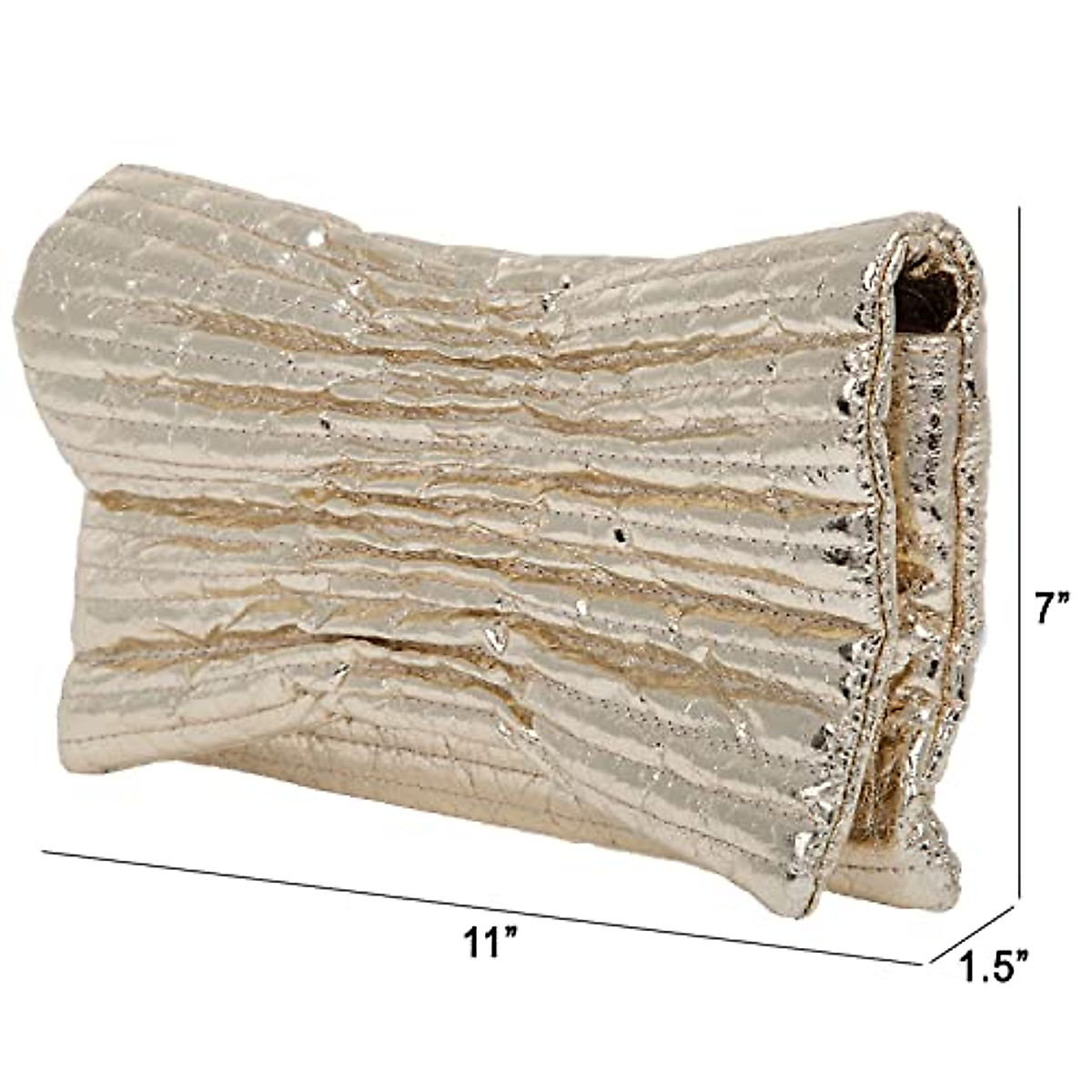 JNB Metallic Quilted Envelope Clutch,Gd44