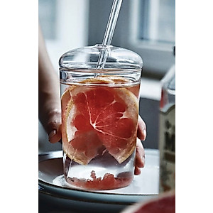 UPKOCH Glass Cup with Lid and Straw Clear Coffee Cups with Lids 16oz Smoothie Glasses Round Aesthetic Cup Dome Tumbler for Iced Tea