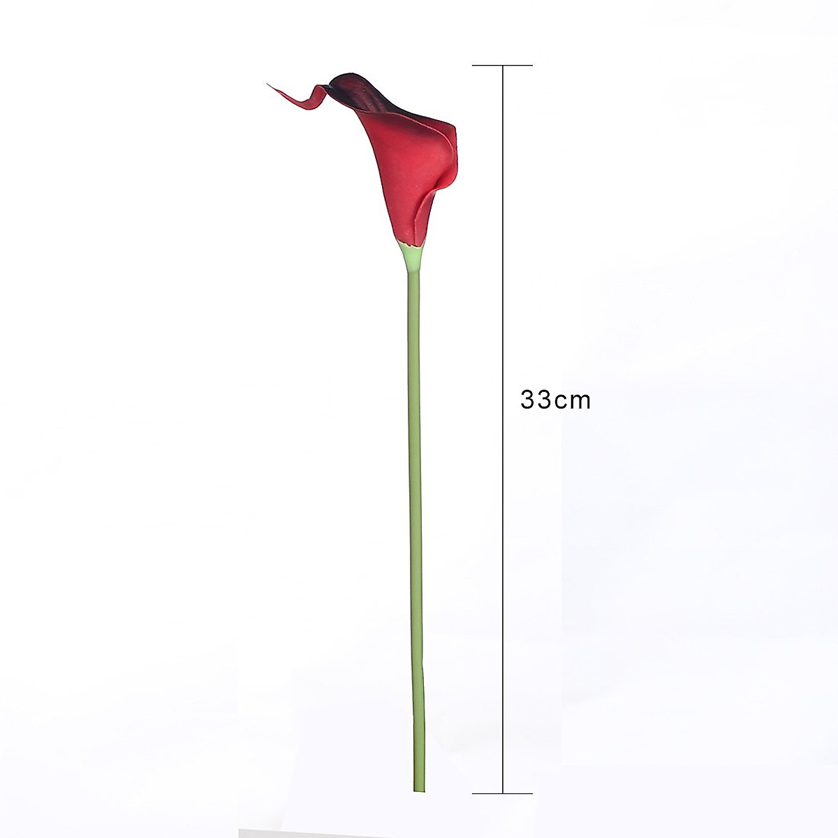 JUSTOYOU 20pcs Artificial Calla Lily 13" Fake White Flowers Wedding Bouquet Real Touch Latex Flower for Bride Wedding Home Decor (Dark Red)