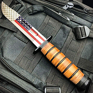 12" Flag Wwii Fixed Blade Survival Hunting Knife