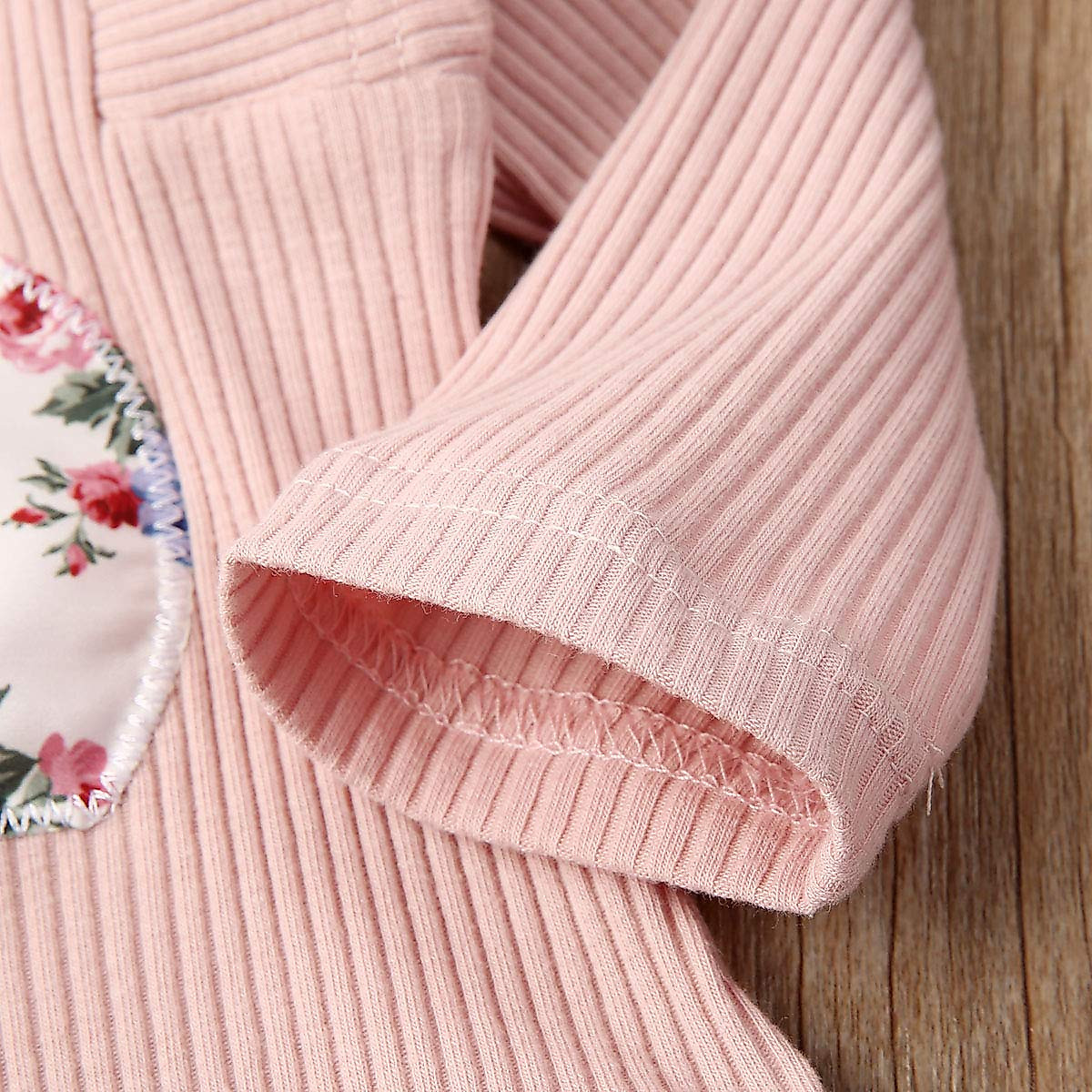 Newborn Infant Baby Girls Easter Outfits Bunny Long Sleeve Knitted Romper Bodysuit Floral Pants with Headband 3Pcs Clothes Set (Shrimp Pink, 0-6 Months)