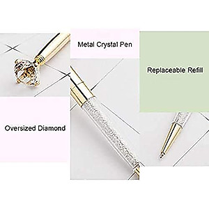 Diamond Metal Ballpoint Pen, 12 Pack Colors Big Metal Pens with Diamond Top for School Office Supplies Beautiful Metal Ballpoint Pen for Women Co-Workers Kids