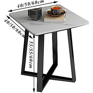 HOBIBA Office end Table Balcony Bedside Table Living Room Tables Side Table Small Coffee Table Sofa Side Cabinet Metal Frame Cross-Stable Hotel (Size:40x40x55cm,Color:Whitea)