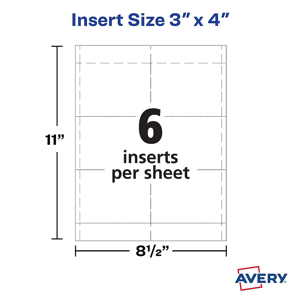 Avery Name Badge Inserts, Print or Write, 3 x 4 Inch, 300 Card Stock Refills (5392), White