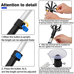 18FT Light Bulb Pole Changer for High Ceilings,3-12FT light bulb changing pole with 2 Baskets and Suction Cup,light bulb remover tool high ceiling fit for High Ceilings Lightbulb Removal Changing