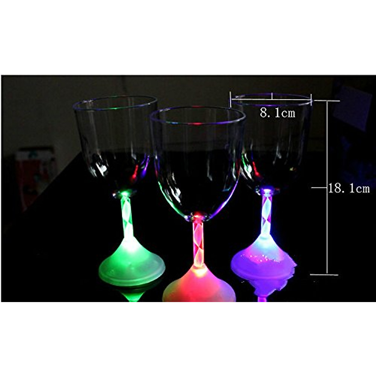 LED Light Up Flashing Wine Goblet Wine Glasses Plastic Flashing Cups 8 oz, Set of 6