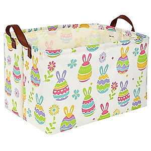Essme Rectangular Easter Basket,Kids Storage bin Organizer with Handles for Easter Decor,Shelf Basket,Toy Organizer,Easter Gift.(Easter Eggs)