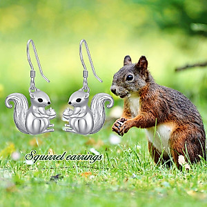PROESS Frog/Squirrel Earrings Sterling Sliver Frog Jewelry Frog Gift for Women Girl Nickel Free (Squirrel)