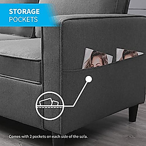 Horgaeo Convertible Sectional Sofa Couch, 3-Seat L-Shaped Couch with Storage Ottoman, Wooden Legs Modern Linen Fabric Reversible Chaise for Living Room, Bedroom, Apartment (Dark Grey) 78''