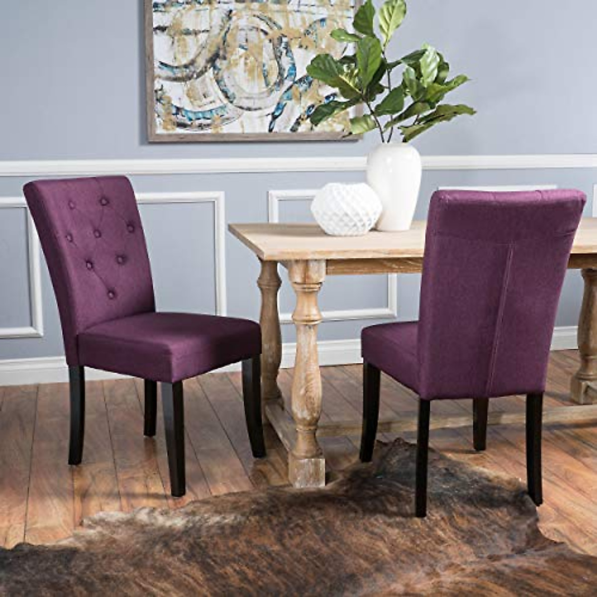 Christopher Knight Home Nyomi Fabric Dining Chair, Deep Purple(pack of 2)
