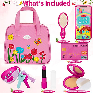 Officygnet Play Purse Toy for Girls 1 2 3 Years Old, Toddler Purse Girl Toys with Pretend Makeup Kit, Princess Pretend Play Toys for Little Girls, Birthday for Toddler Girls Age 2-3