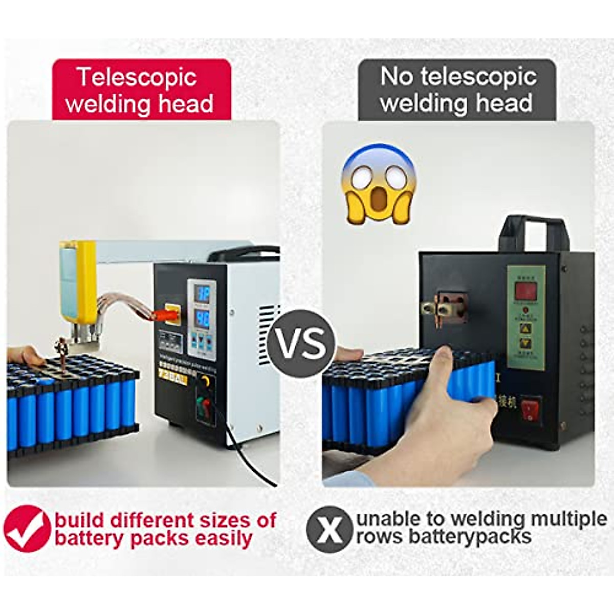 RCBDBSM 738AL Battery Spot Welder Battery Welding Machine for 18650 14500 Lithium Battery Pack Building, 3.6 KW Pulse Magnetic Detachable Telescopic Arm Battery Spot Welder