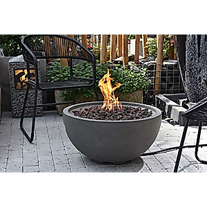 Modeno Nantucket Outdoor Fire Pit Table 27 Inches Round Firepit Concrete Patio Heater Electronic Ignition Backyard Fireplace Cover Lava Rock Included Natural Gas