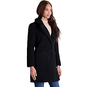 French Connection womens 3/4 Shearling Faux Fur Coat, Black, Large US