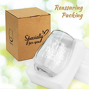 Futtumy Teacher Gift for Women, Teacher Appreciation Gift Thank You Gift Christmas Gift for Teachers, The Influence of a Great Teacher is Never Erased Stemless Wine Glass for Appreciation Week, 17Oz