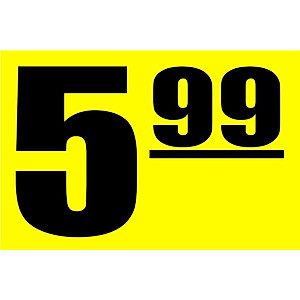 $5.99 In-Store Use Bright Yellow Labels - 3/4" x 1/2" - Roll of 1000 #MSLW3405