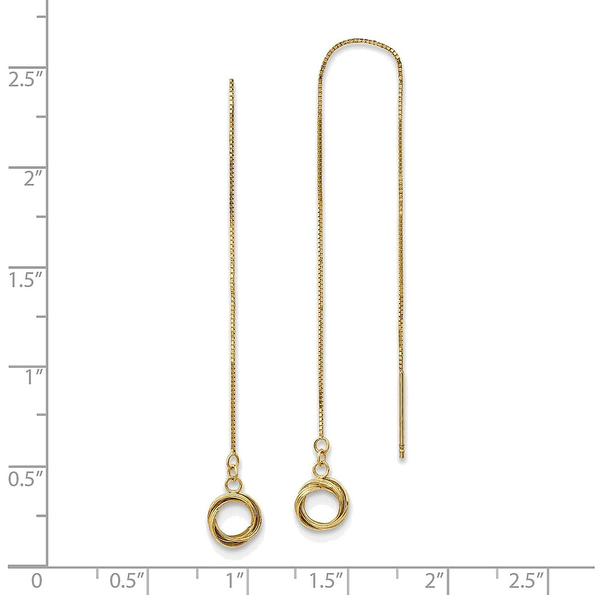 Polished Diamond-cut Box Chain Love Knot Threader Earrings in 14K Yellow Gold