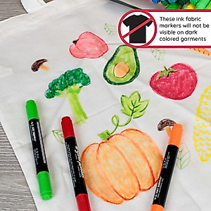 Super Markers 20 Unique Colors Dual Tip Fabric & T-Shirt Marker Set-Double-Ended Fabric Markers with Chisel Point and Fine Point Tips - 20 Permanent Ink Vibrant and Bold Colors