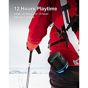 FLYSH Mini Bluetooth Speakers Portable Wireless Speaker Small Speaker, TWS Pairing, RGB Lights, IPX5 Waterproof, Compact Size, Beach Speaker for Home, Shower, Travel (Black)