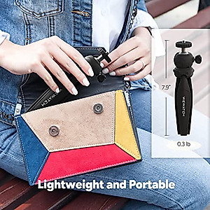 WEWATCH Mini Desktop Tripod Stand - PS102 6.3 inch Pocket Projector Tripods Stand Mount with 360°Ball Head, Small Tripod Handle for DSLR Camera Webcam Phone Holder Selfie Stick Vlog Tripod, Black