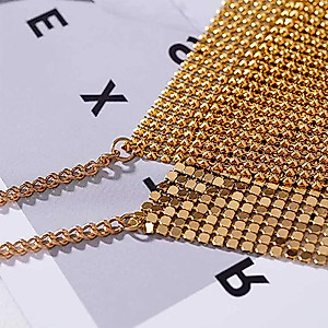 Ginfonr Sexy Sequins Body Chain Crop Top Belly Women Golden Fashion Jewelry Waist Bra Hot Bikini Beach Harness Dance Birthday Anniversary Festival Gift Night Club Party Rave Outfit for Lady Girls