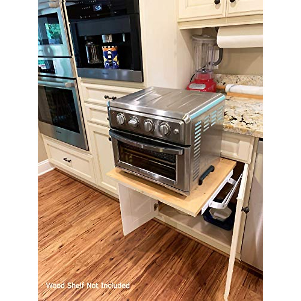 Wood Technology Kitchen Appliance Lift, White, with Self-locking Spring Mechanism for Heavy Appliance Storage and Space Savings