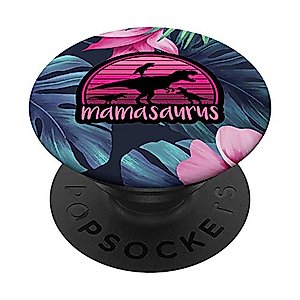 Mamasaurus Floral - 3 Kids Retro Funny Gift For Mother Case PopSockets Grip and Stand for Phones and Tablets