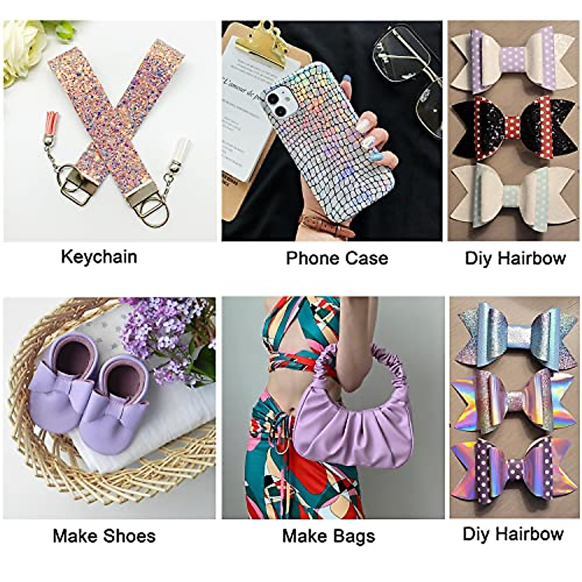 LOTOFUN 30 Pieces Random Colors Faux Leather Sheets 8X 6Inch Multiple Styles Mixed Glitter Grain Texture Embossed Leopard Pattern Printed Colored Leather for Earrings Making Hair Bow and Crafts DIY