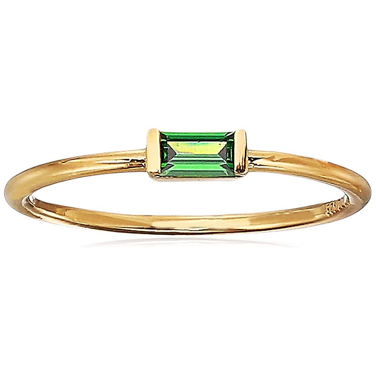 Amazon Essentials 18K Yellow Gold Plated Sterling Silver Emerald Colored Cubic Zirconia May Fashion Stackable Ring, Size 8 (previously Amazon Collection)
