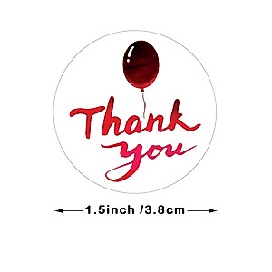 Bokinyoung Thank You Stickers Roll 500 PCS Round Red Glossy Foil Seal Stickers 1.5 Inch Thank You Labels for Business 4 Designs