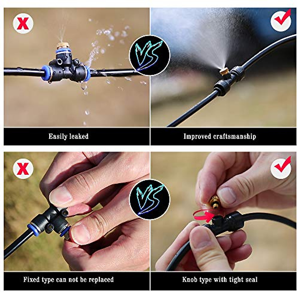 Misting Cooling System Lunatino 29.5FT(9M) Misting Line + 10 Brass Mist Nozzles + 2 Brass Adapters Outdoor Mister for Patio Garden Greenhouse Trampoline for waterpark (29.5)