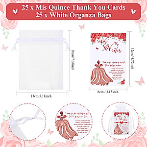 Wenqik 25 Sets Quinceanera Party Favors for Guests Recuerdos Para 15 Años Red Butterfly Wish Bracelets with Thank You Card and Organza Bag Quinceanera Gifts Mis Xv Años Birthday Party Favors