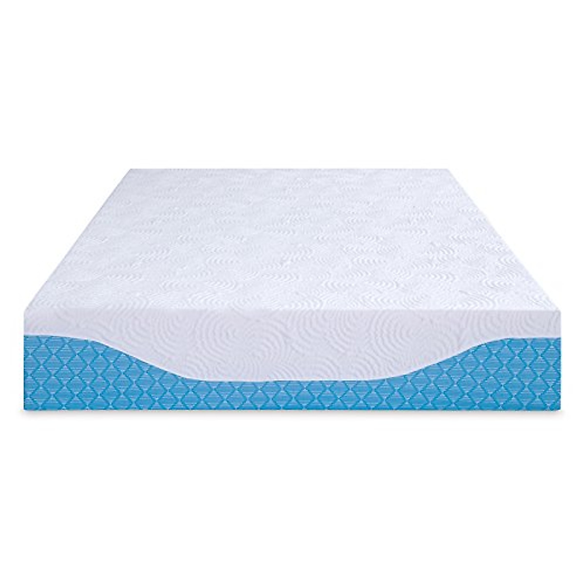 PrimaSleep 12 Inch Multi-Layered I-Gel Infused Memory Foam Mattress | White/Blue | Queen